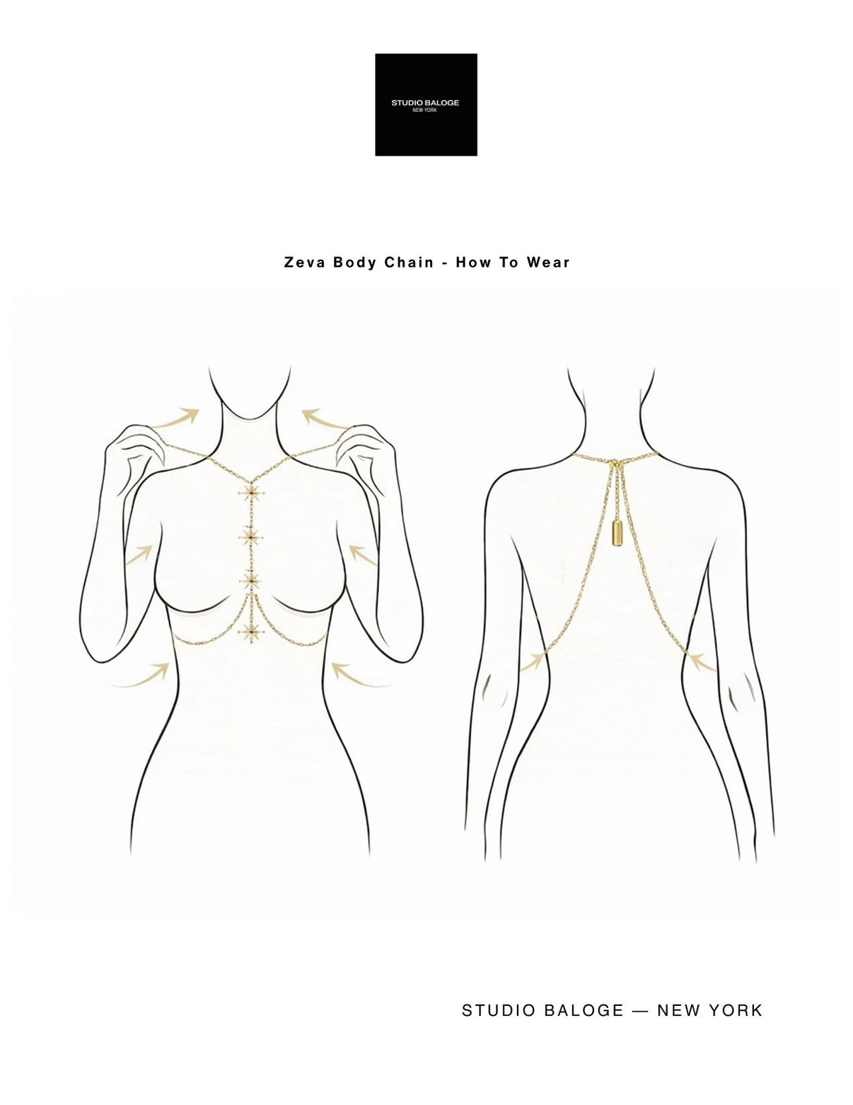 Zeva Body Chain – 14k Gold-Filled Body Jewelry | Studio Baloge